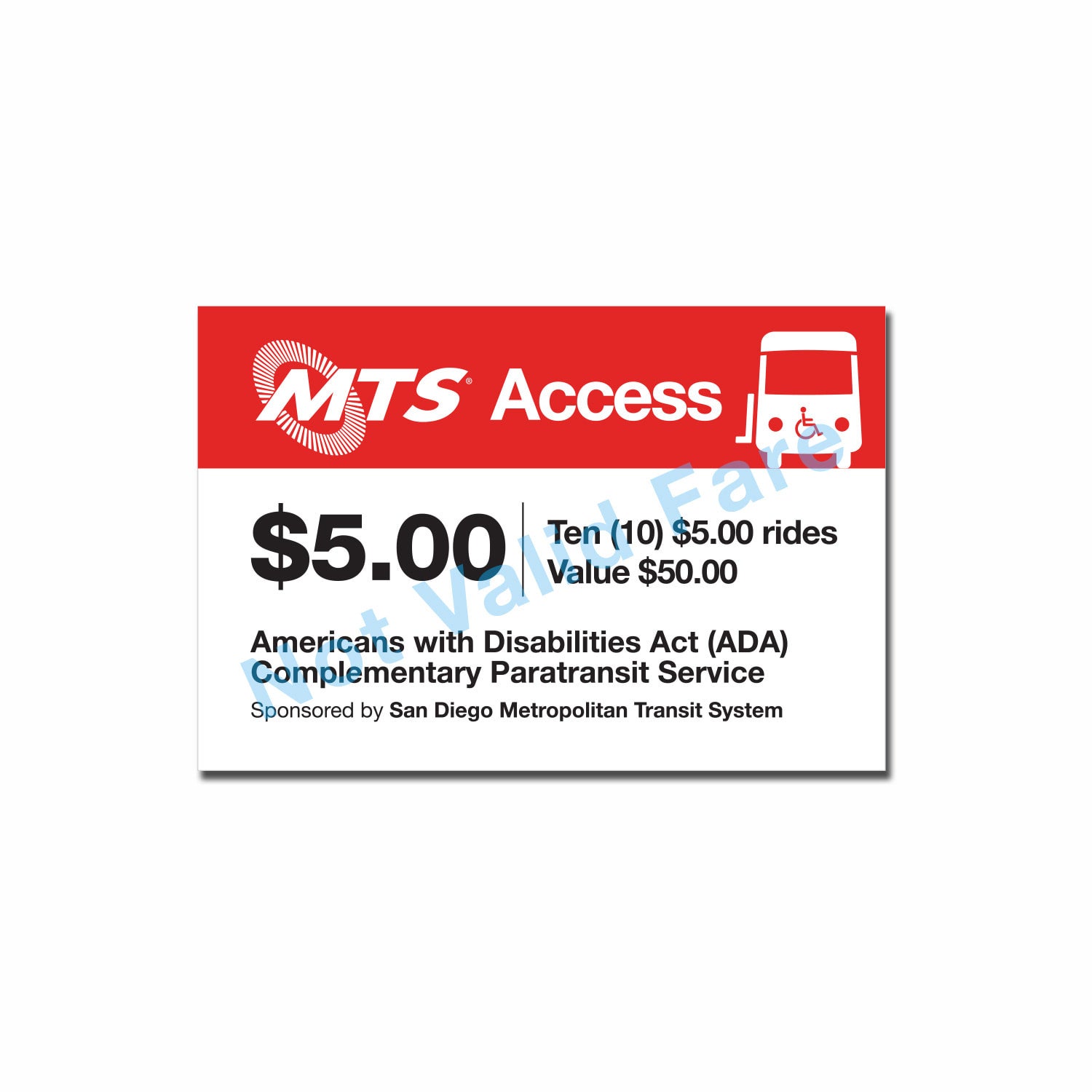 Book of 10 MTS Access Tickets | MTS Online Store | San Diego ...